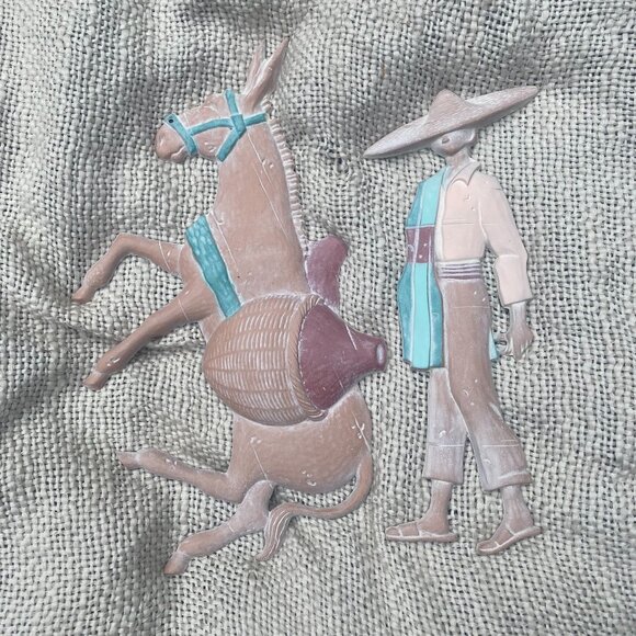 Sexton | Accents | Vintage Sexton Wall Art Man And Donkey Southwestern ...